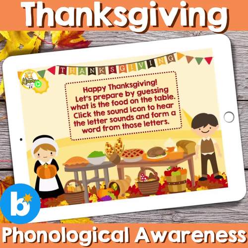 Thanksgiving Phonological Awareness Boom Cards by Teacher Kimmy | TPT