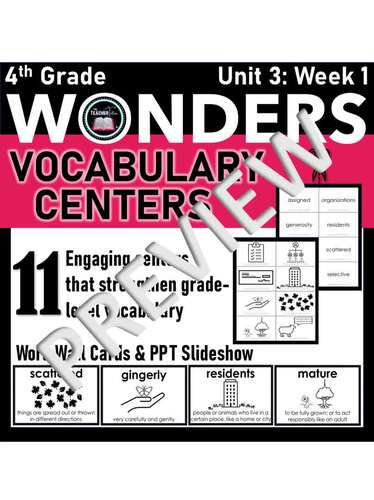 Wonders Grade 4 Vocabulary Activities Unit 3 Weeks 1&2, Word Wall Cards ...
