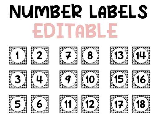 Printable Black and White Number Labels, Classroom Calendar Number Labels