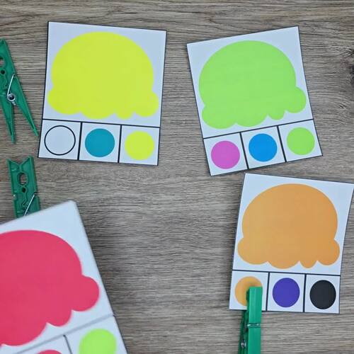 Ice Cream Color Clip Cards by HH Fun and Learning | TPT