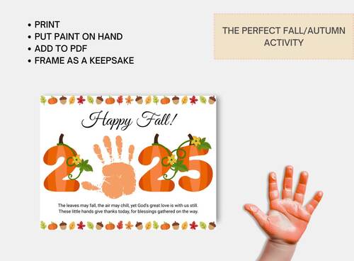 2025 Christian Fall Handprint Craft for Sunday School or Homeschool