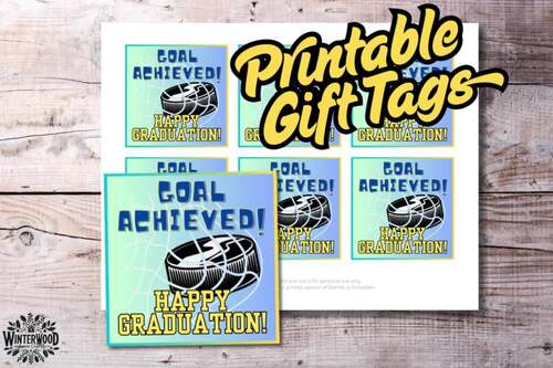 Goal Achieved! Hockey Graduation Gift Tags by Winterwood Farm Crafts