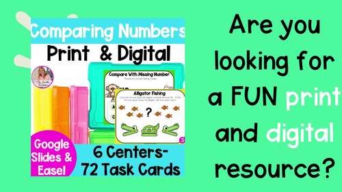 Comparing Numbers | 6 LOW PREP Math Centers | Digital and Print | 1.NBT.3