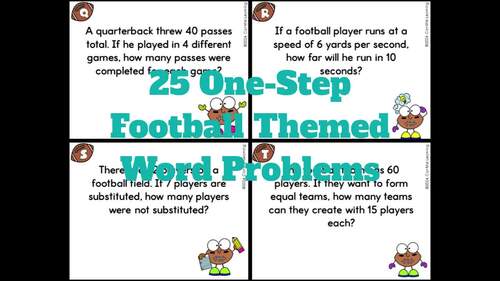 One-step Word Problems - Football Theme - Math by Car-Mel Learning