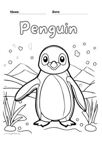 Printable Cute Penguin coloring sheet,Kids,illustration,Animal,coloring ...