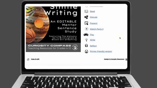 Mentor Sentence Study Simile Writing/Figurative Language Anchor Chart ...