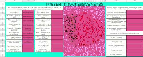 Spanish Valentine's Day Present Progressive San Valentín Spanish Pixel Art