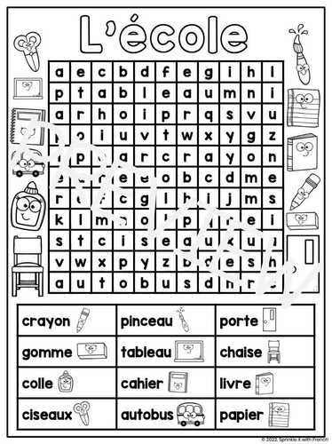 French Vocabulary Word Searches | Les mots cachés by Sprinkle it with ...