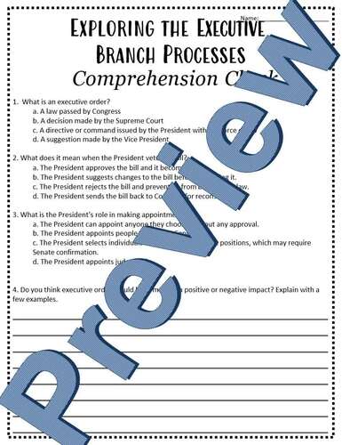 Executive Branch Structure Function and Processes SS.7.CG.3.8 Revised ...