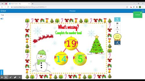Number Bonds Up to 20 Christmas Math Boom Cards Digital Math Games