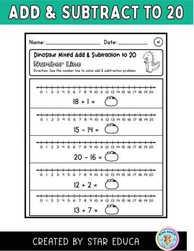 Mixed Addition and Subtraction Within 20 Worksheets and Tracking Sheet
