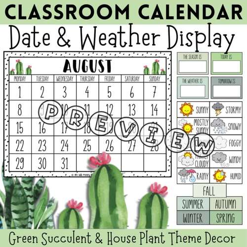 Classroom Calendar & Weather Display | Day Month Year Season ...
