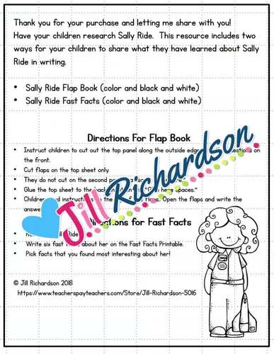 Biography Template Sally Ride Writing Women's History Month Bulletin ...