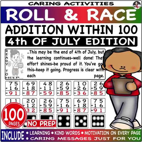 Roll and Race Math Dice Games Addition Within 100 Master Track - 4th of ...