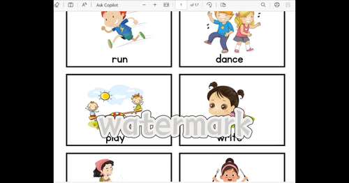 Action verb with picture flash card - 135 words by Chirp Chirp Education