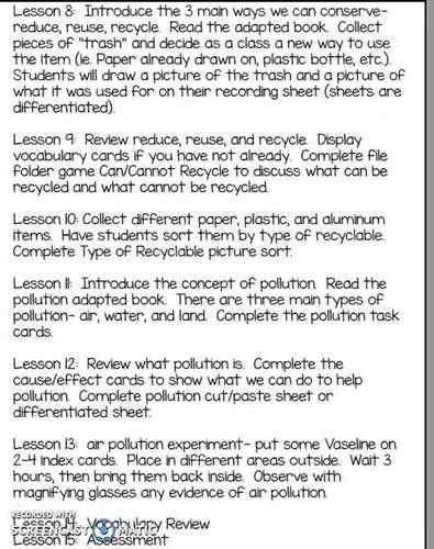 Earth's Natural Resources Unit for Special Ed by Totally Autism