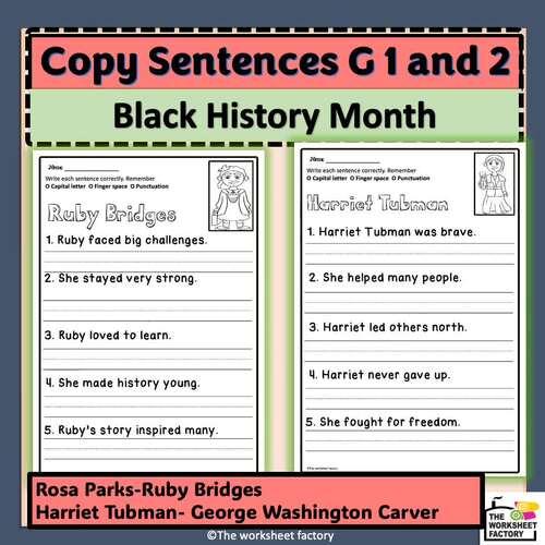 Black History Month: Copy the Sentences & Handwriting Worksheets ...