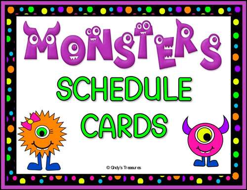 Monsters Schedule Cards *Editable* by Cindy's Treasures | TPT
