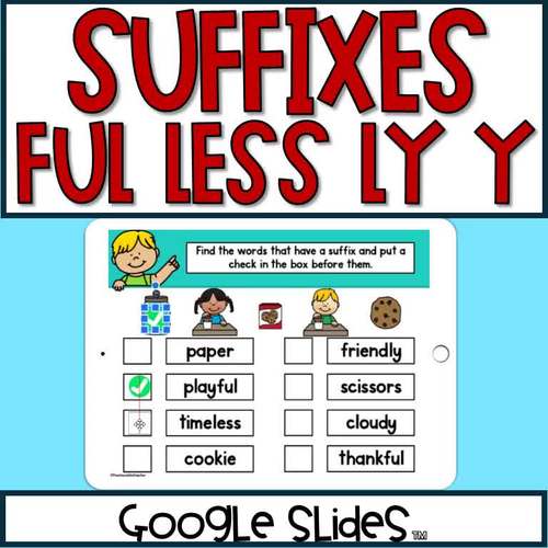 Suffixes First Grade Grammar - Google Slides™ by The Chocolate Teacher