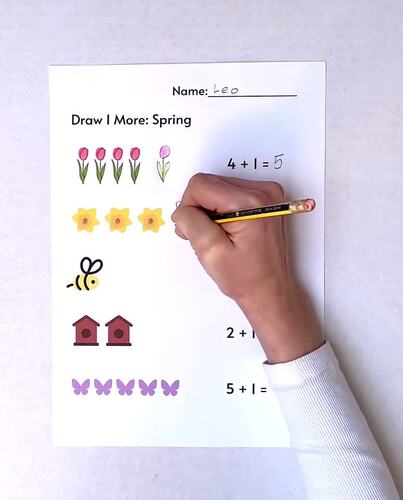 Spring Special Education Math Draw One More Spring Number Sense Worksheets