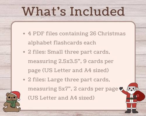 26 Christmas Vocabulary Alphabet Flashcards | Preschool PreK Christmas ...
