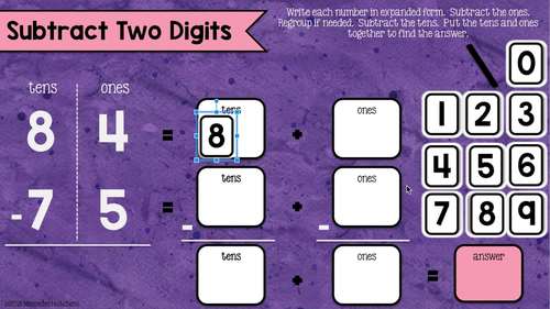 Subtract 2 Digit Numbers by Decomposing Numbers (Expanded Form) with ...