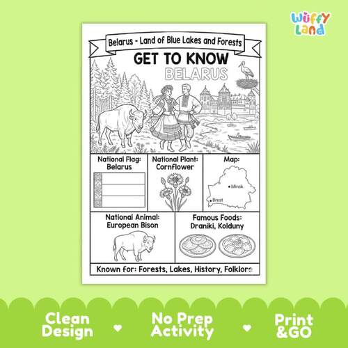 Belarus Geography Coloring Page | Europe Country Study | Social Studies ...