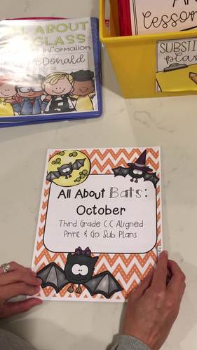 Third Grade Bats Emergency Substitute Plans | 3rd Grade October Sub Plans