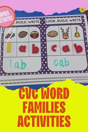 CVC Word Families Centers and Worksheets by Nomadic Bee | TPT