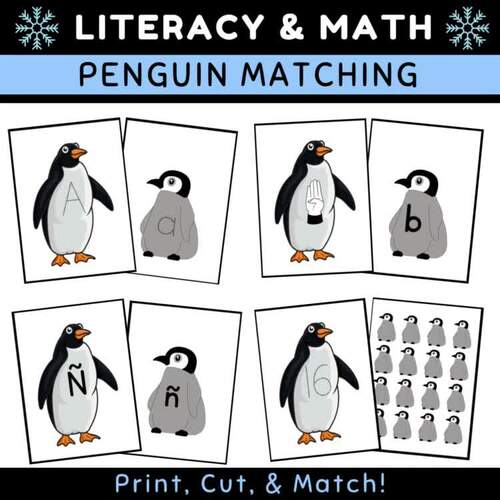 Penguin Uppercase to Lowercase Letter Matching with ASL and Number Counting