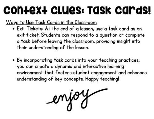 Context Clues Task Cards | Multiple Choice Task Cards by ...