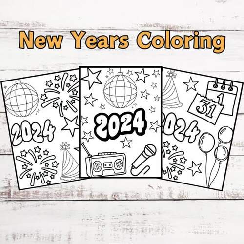 New Years Coloring Pages 2024 by Life in Kinderland | TPT