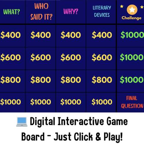 Lord of the Trivia Game | Novel Study Review Activity & High School ...