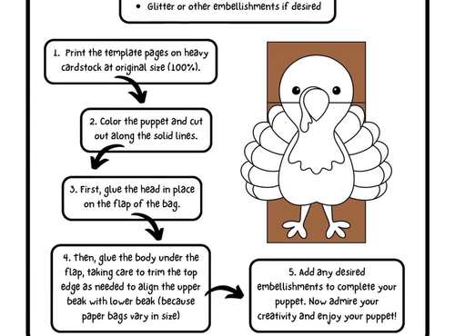 TURKEY Puppet, EASY & FUN Autumn Thanksgiving Paper Bag Craft Activity