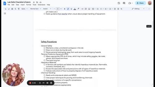 Lab Skills Checklist and Rubrics for Science (Chemistry) by Big Red Science