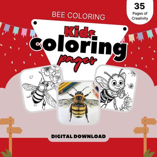35 Bee Coloring Pages for Kids - Digital Download | Creative Fun