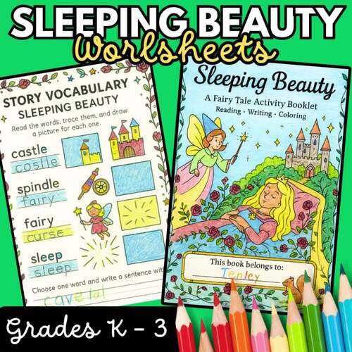 Sleeping Beauty Fairy Tale Activity Booklet | Reading Writing Coloring ...