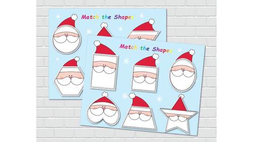 Santa Shapes Matching Activity, 2D Shapes, Christmas Busy Book Page