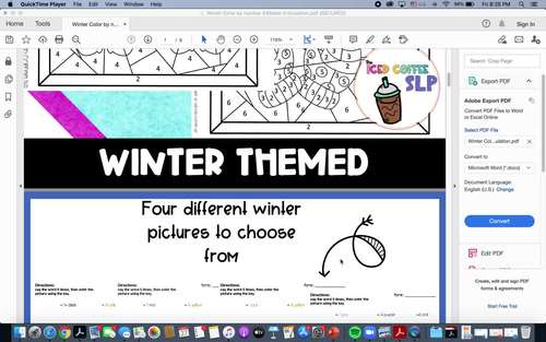 Winter Articulation Speech Therapy Homework Coloring Activity | TPT