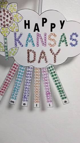 Kansas Day Activities Rainbow Q Tip Painting Art Name Hanging Craft ...