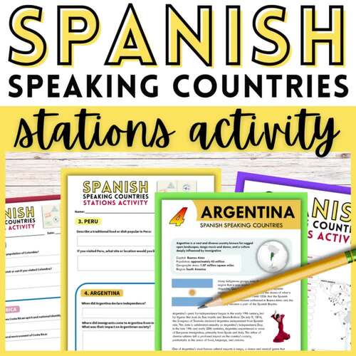 Spanish Speaking Countries Stations Activity | Hispanic Heritage Month