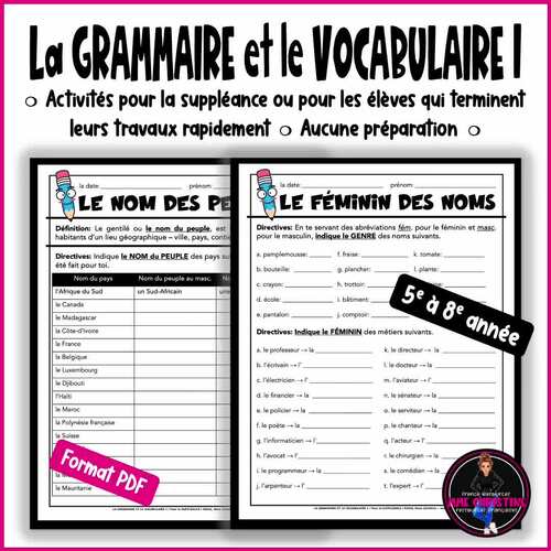La grammaire et le vocabulaire 1 Pour la suppléance - French grammar ...