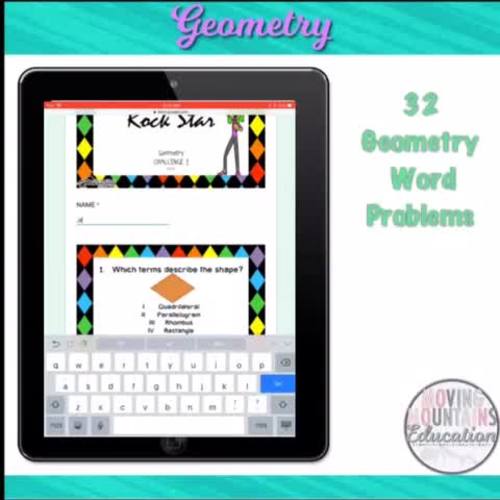 Test Prep Task Cards Google Classroom™ Geometry for 3rd Grade Math Review