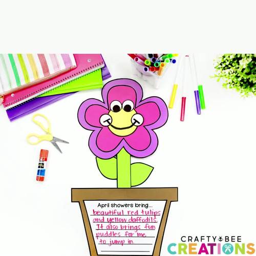 April Showers Bring May Flowers Spring Writing Craft Activity Bulletin ...