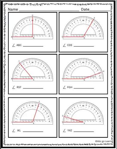 Measuring and Drawing Angles Using a Protractor - Printable & Digital