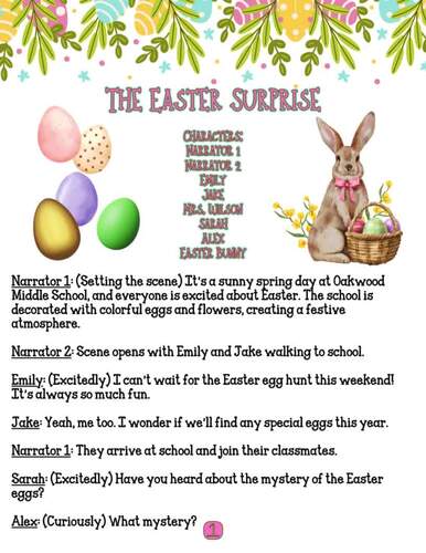 Easter Spring Reader's Theater Grade 5 Fluency Color Fun March April ...