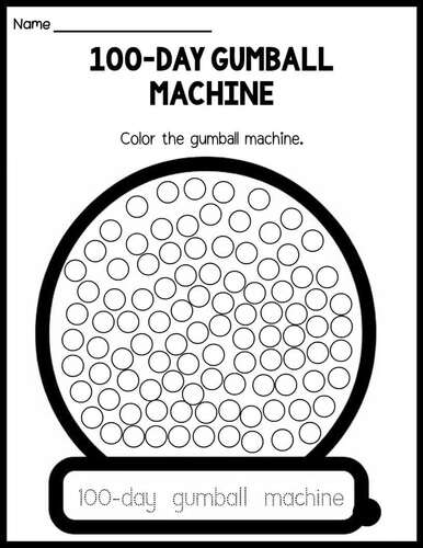 100 Day Gumball Machine | 100th Day of School Activities by Kidzvilly