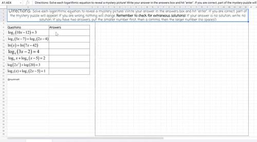 Solving Logarithmic Equations Digital Pixel Art Puzzle Hard Copy Included