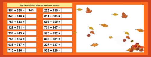 Autumn/Fall Gnome with GIFs 3-digit Addition Pixel Art Mystery Reveal