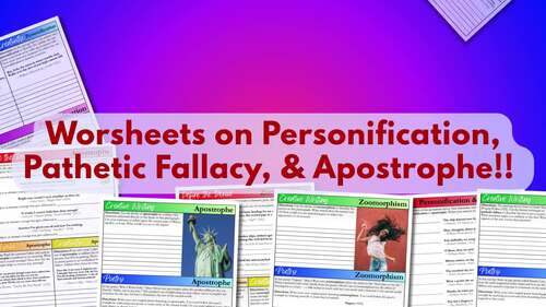 PERSONIFICATION Worksheets | Lessons, Exercises, Bell Ringers | High ...